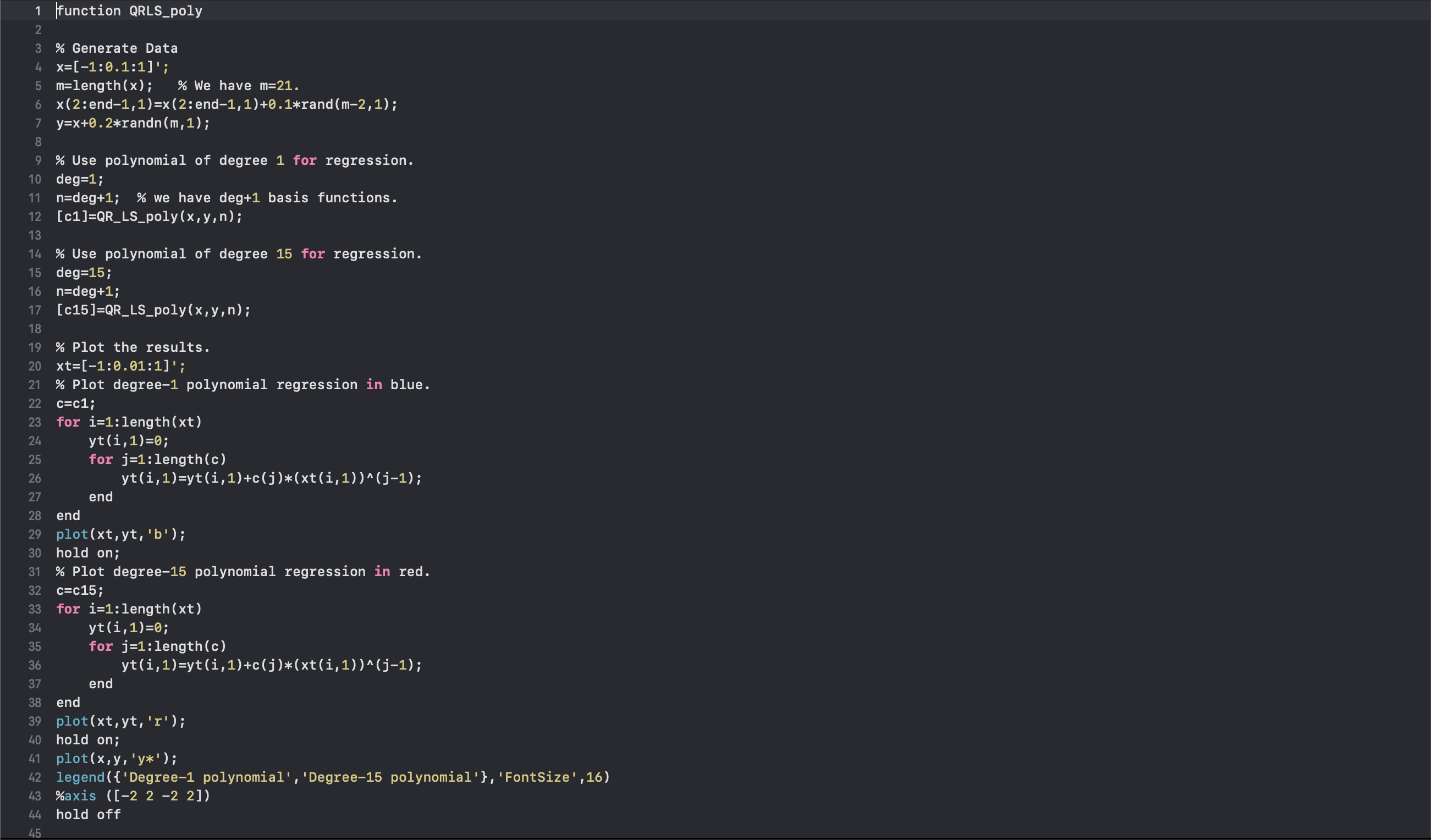 Solved Write a MATLAB code to use QR least squares to solve | Chegg.com