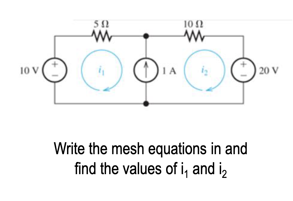 Write the mesh equations in andfind the values of i1 | Chegg.com