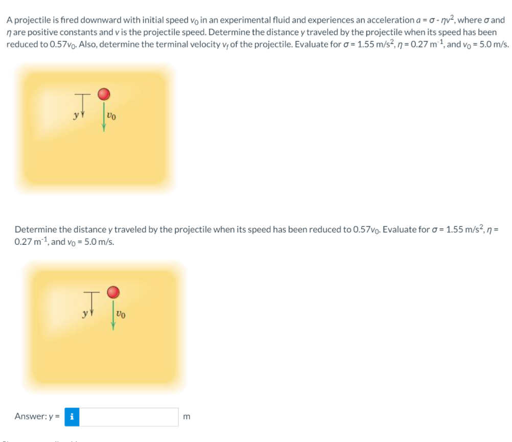 Solved A projectile is fired downward with initial speed vo | Chegg.com