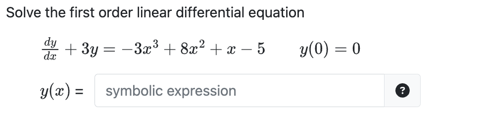Solved Solve the first order linear differential | Chegg.com