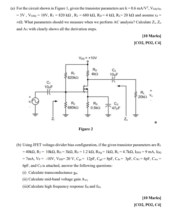 Solved (a) For the circuit shown in Figure 1, given the | Chegg.com