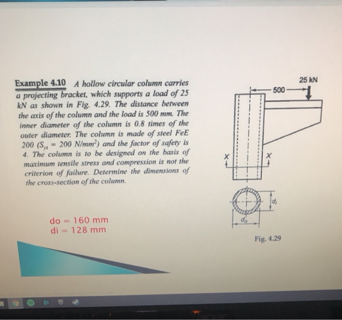 Solved 25 KN Example 4.10 A hollow circular column carries a | Chegg.com