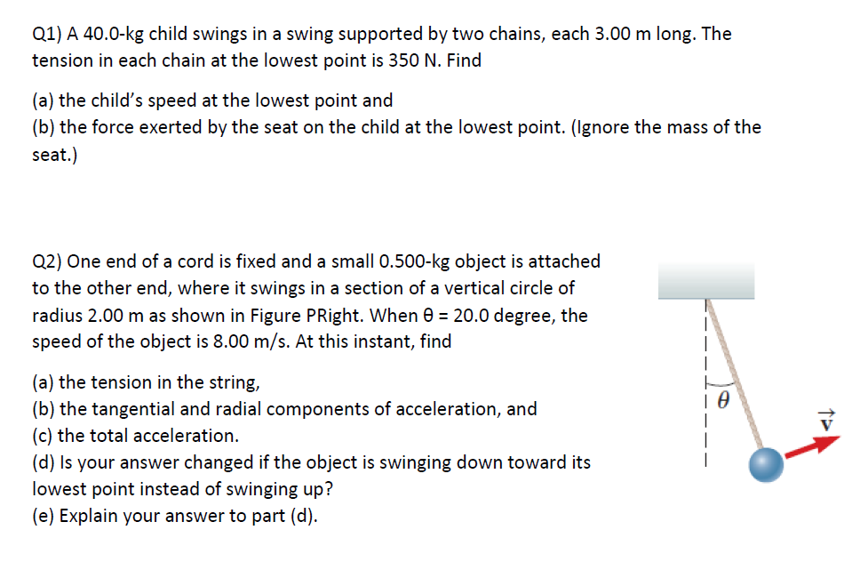 Solved Q1) ﻿A 40.0-kg child swings in a swing supported by | Chegg.com