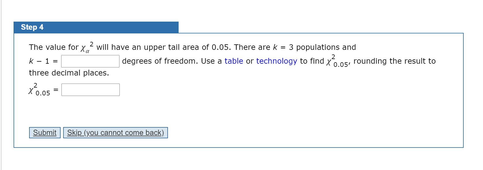 Solved Step 4 2 2 The value for xá will have an upper tail | Chegg.com