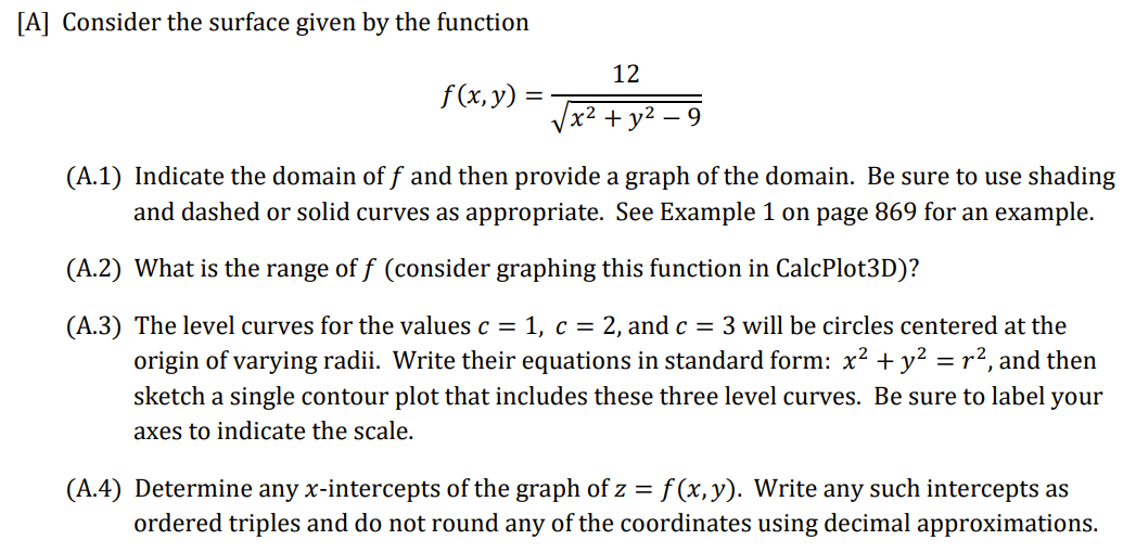 Solved [A] Consider the surface given by the function | Chegg.com