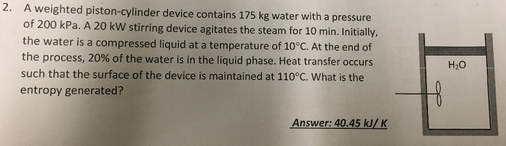 Solved 2. A weighted piston-cylinder device contains 175 kg | Chegg.com