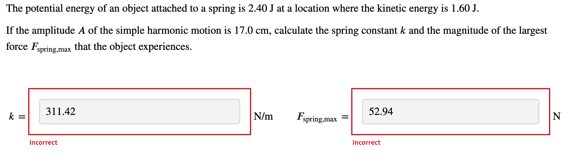 Solved The potential energy of an object attached to a | Chegg.com