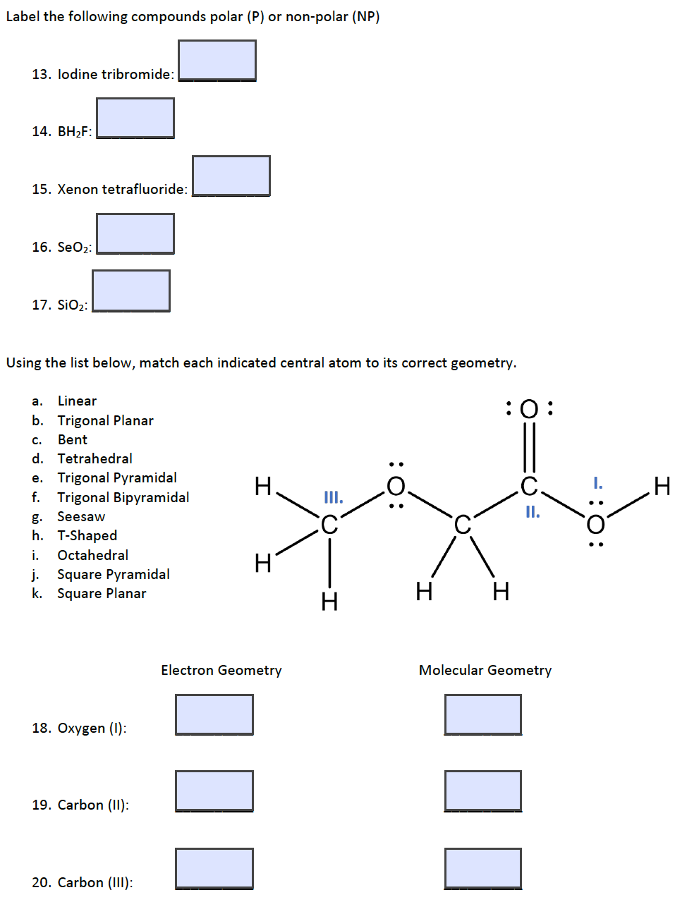 Solved Label the following compounds polar (P) or non-polar | Chegg.com