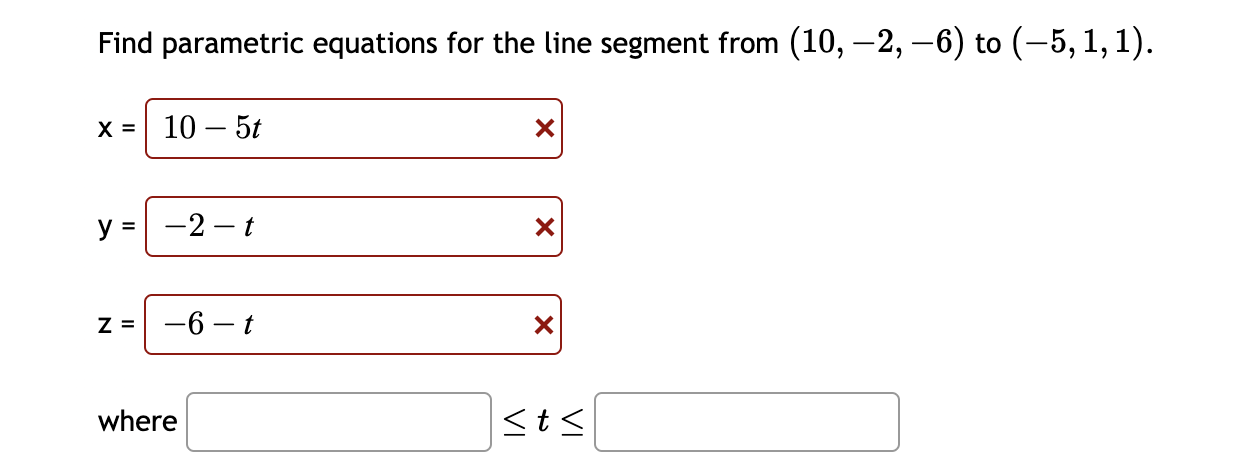 Solved Find parametric equations for the line segment from | Chegg.com