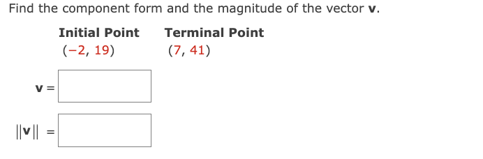 Solved Find the component form and the magnitude of the | Chegg.com