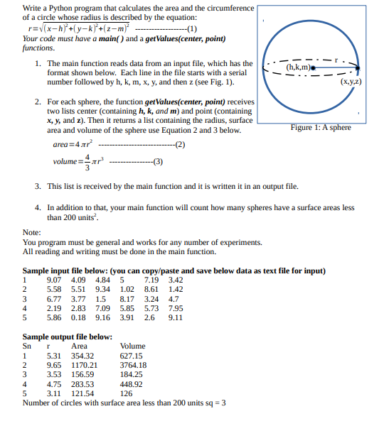 Solved (h,k,m). Write a Python program that calculates the | Chegg.com