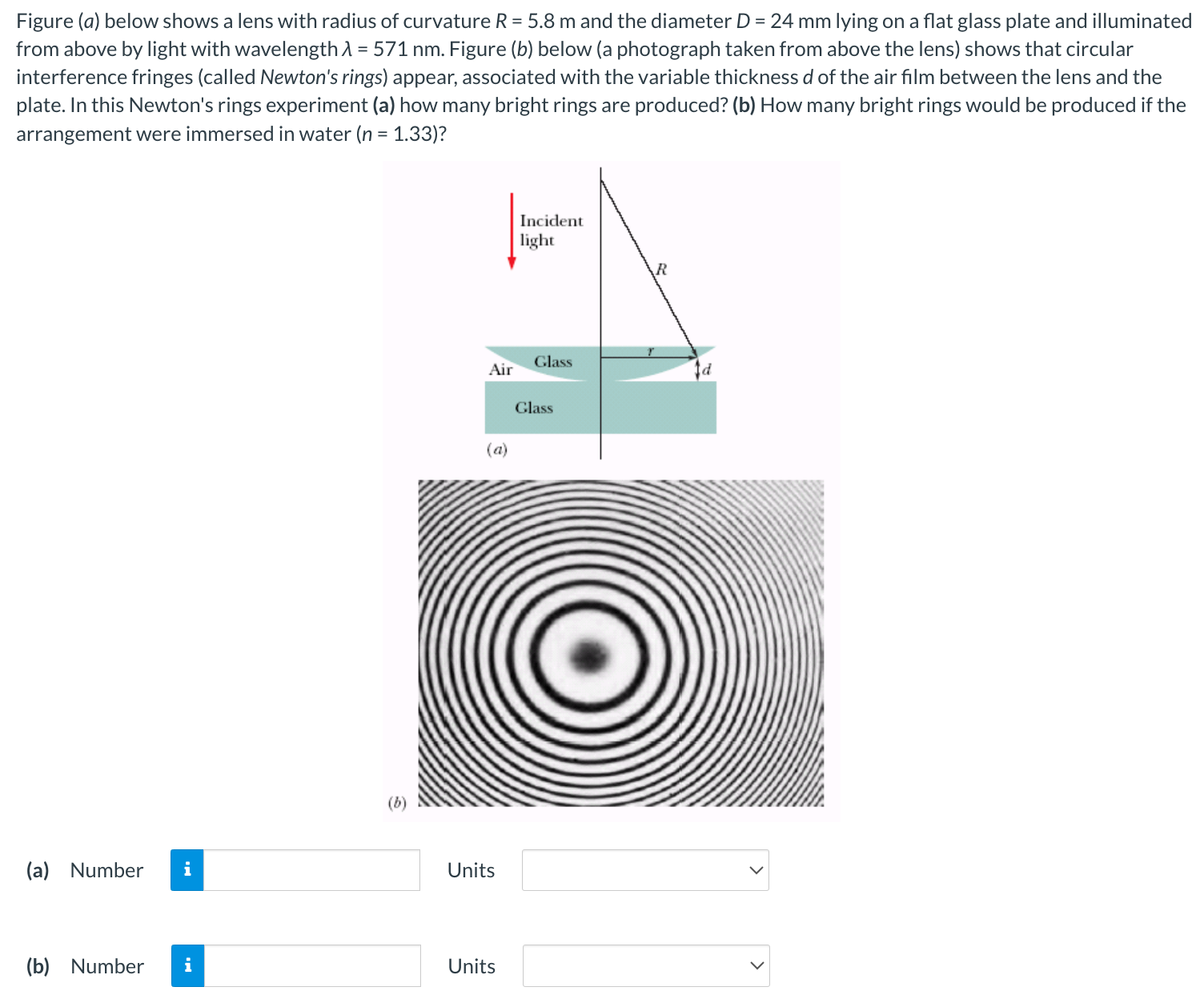 Solved Figure (a) below shows a lens with radius of | Chegg.com