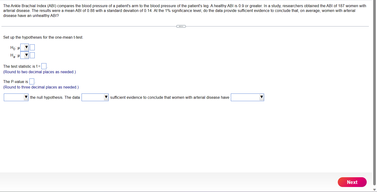 Solved The Ankle Brachial Index (ABI) compares the blood | Chegg.com