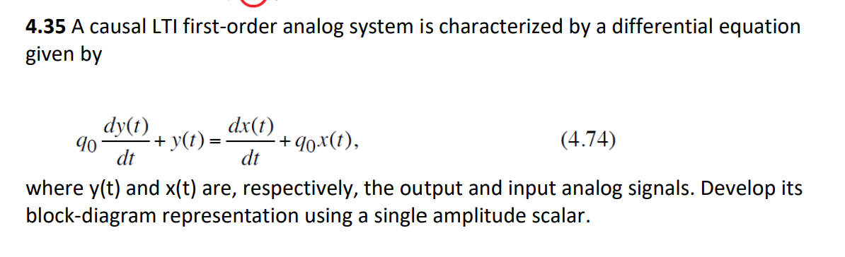 Solved 4.35 A causal LTI first-order analog system is | Chegg.com
