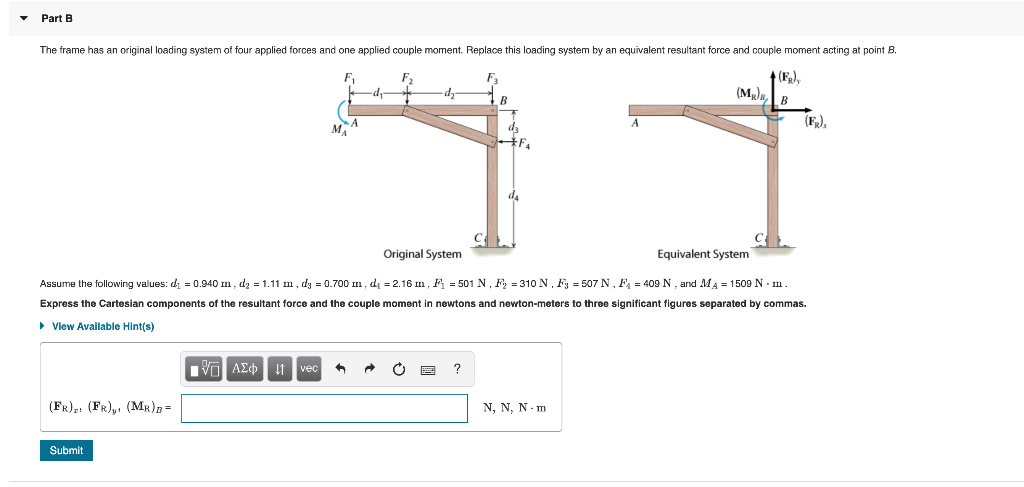 Solved Part B The frame has an original loading system of | Chegg.com