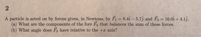Solved 2 A particle is acted on by forces given, in Newtons, | Chegg.com