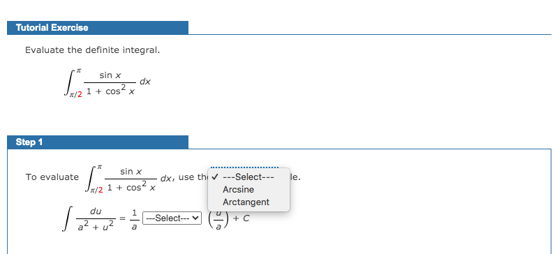 Solved Evaluate the definite integral. sin x dx 1 + cos2x | Chegg.com