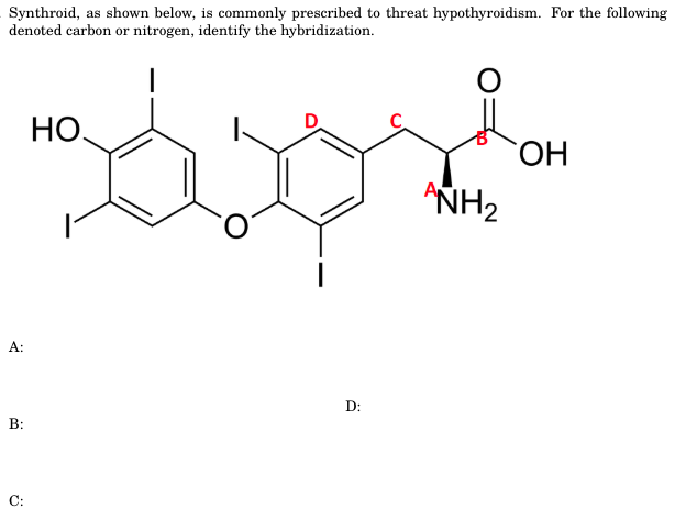 Solved Synthroid, as shown below, is commonly prescribed to | Chegg.com
