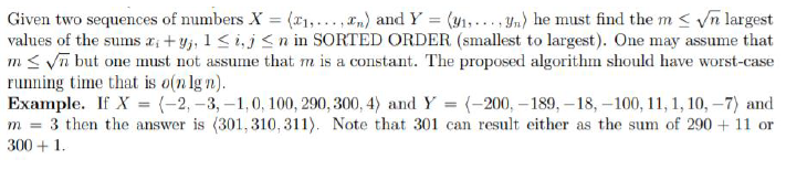 Solved Given two sequences of numbers X= x1,…,xn and | Chegg.com