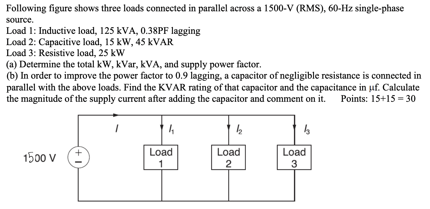 Solved Following figure shows three loads connected in | Chegg.com