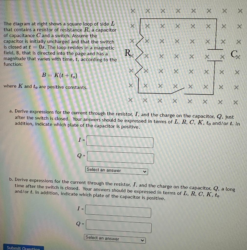 Solved The diagram at right shows a square loop of side L | Chegg.com