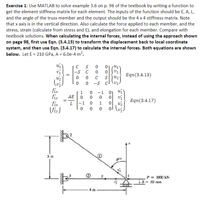 Solved Exercise 1: Use MATLAB to solve example 3.6 on p. 96 | Chegg.com