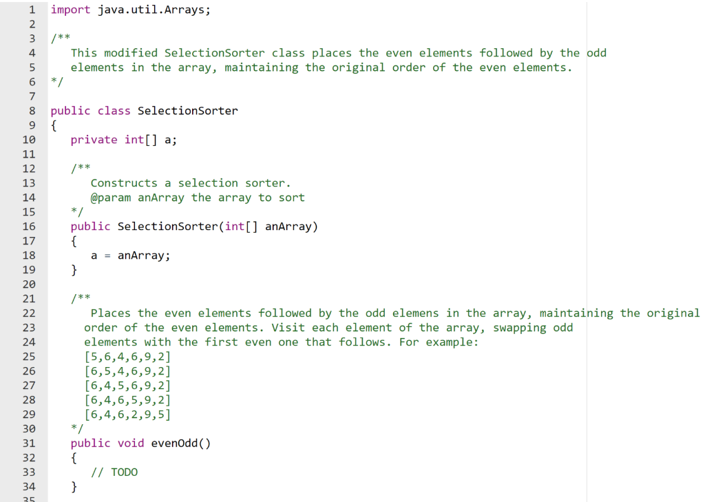 Solved Implement a modification of the SelectionSorter class | Chegg.com