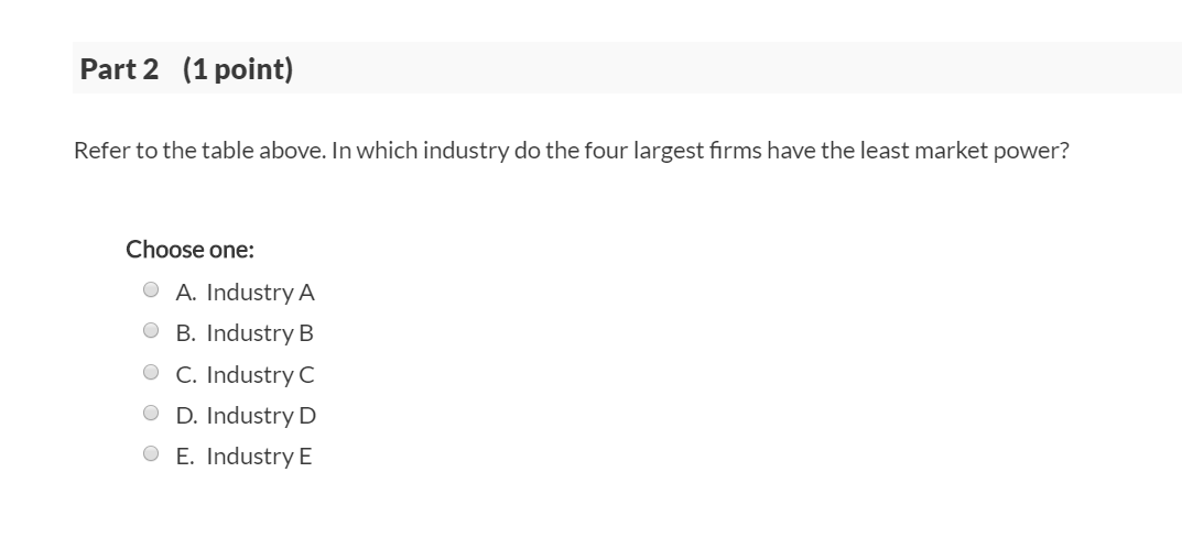 Solved 02 Question (2 points) The following table reports | Chegg.com