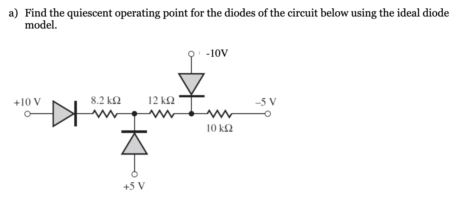 Solved a) Find the quiescent operating point for the diodes | Chegg.com
