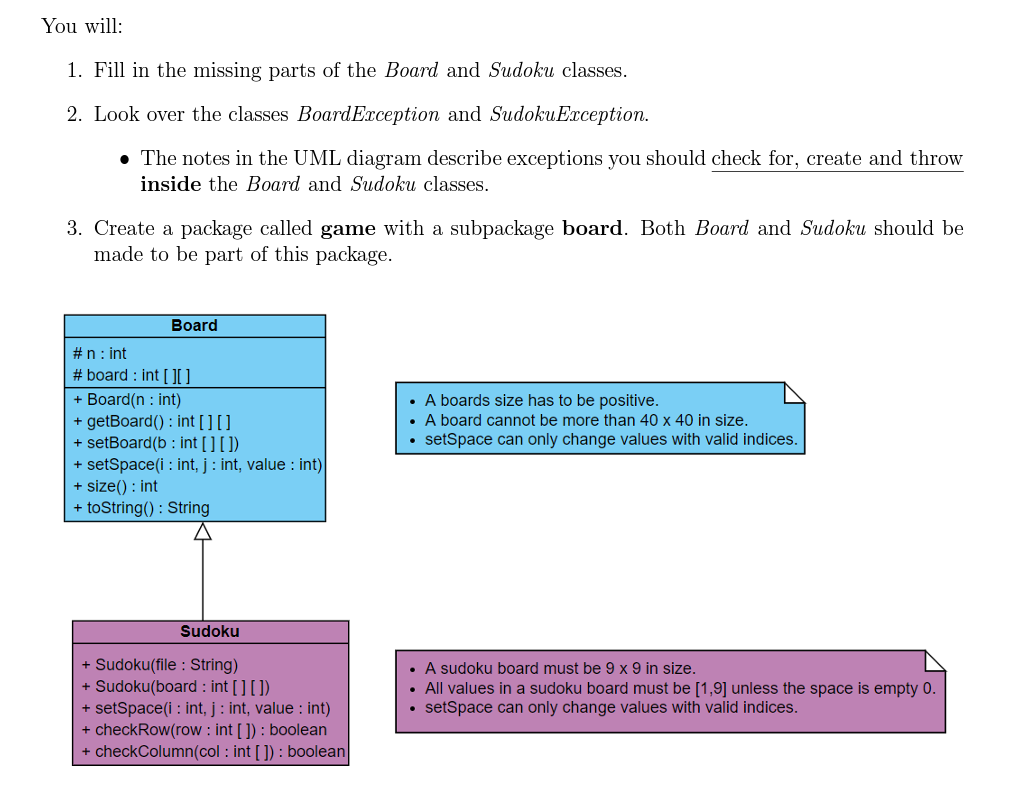Solved You will: 1. Fill in the missing parts of the Board | Chegg.com