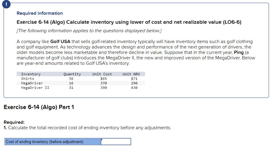 Solved Required information Exercise 6-14 (Algo) Calculate | Chegg.com
