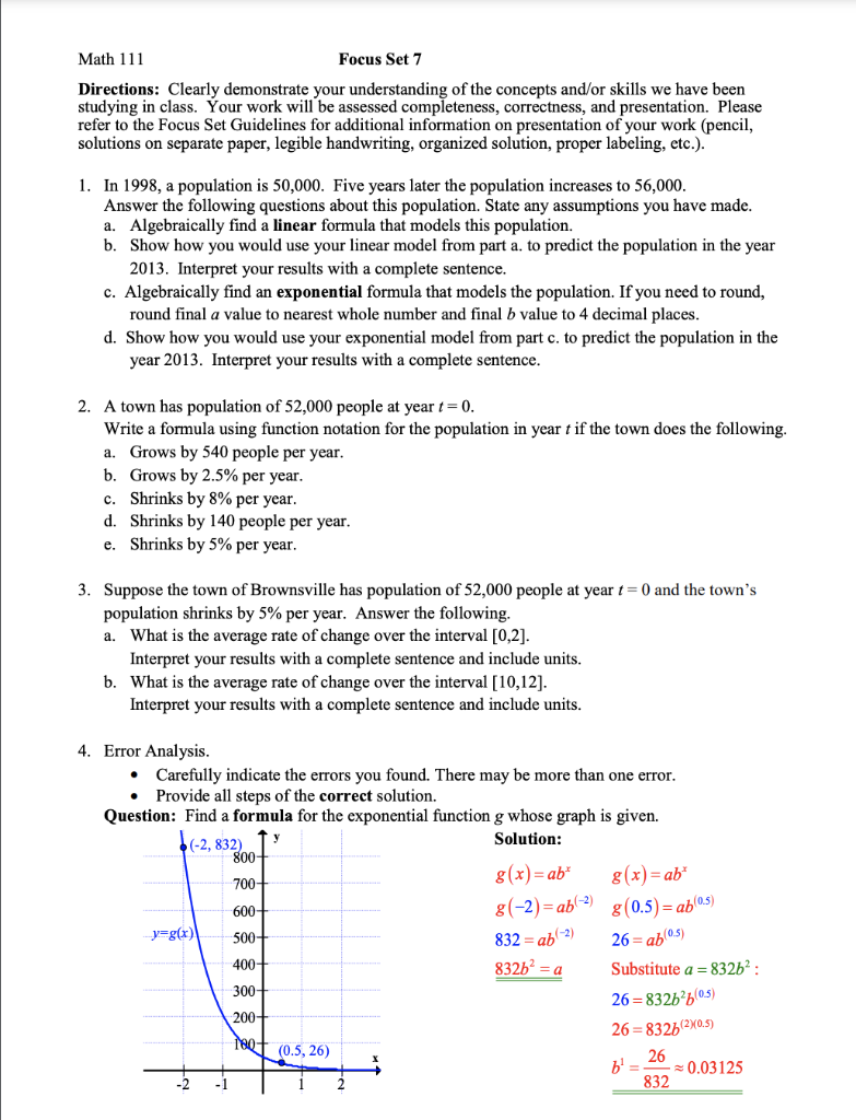 Solved Math 111 Focus Set 7 Directions: Clearly demonstrate | Chegg.com