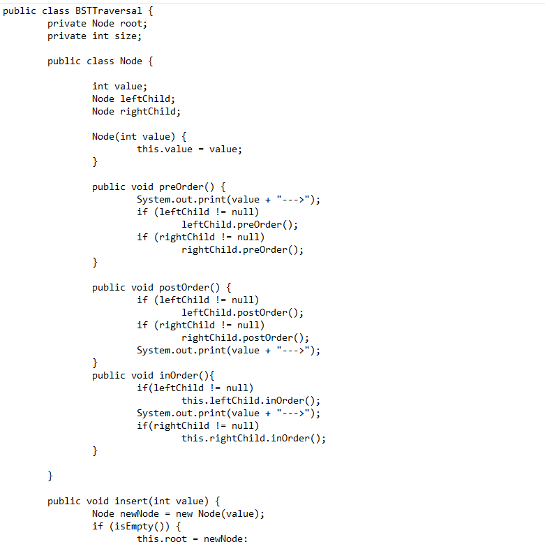 Solved Tree traversal exercise, complete java program by the | Chegg.com