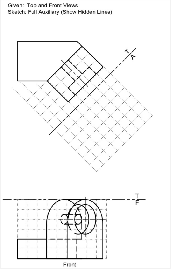 Solved Given: Top and Front Views Sketch: Full Auxiliary | Chegg.com