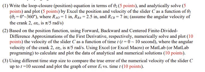 Solved (1) ﻿Write the loop-closure (position) ﻿equation in | Chegg.com