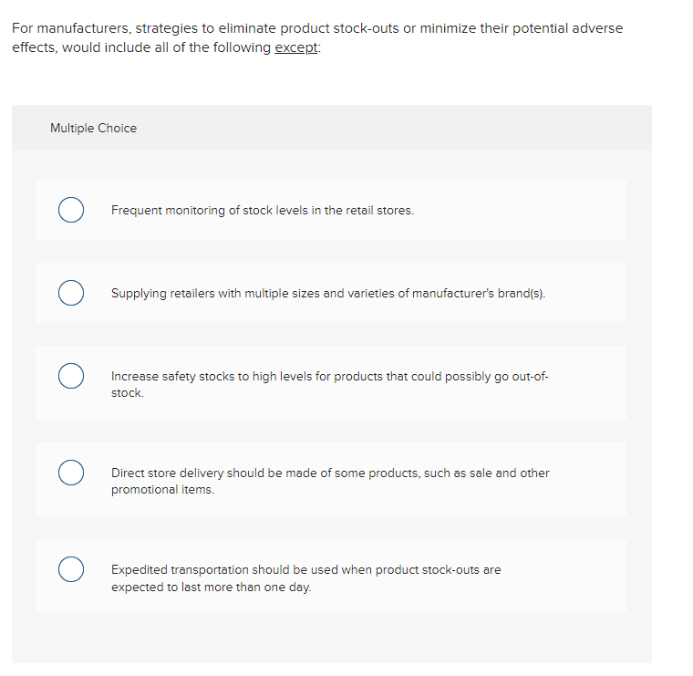 Solved For manufacturers, strategies to eliminate product | Chegg.com