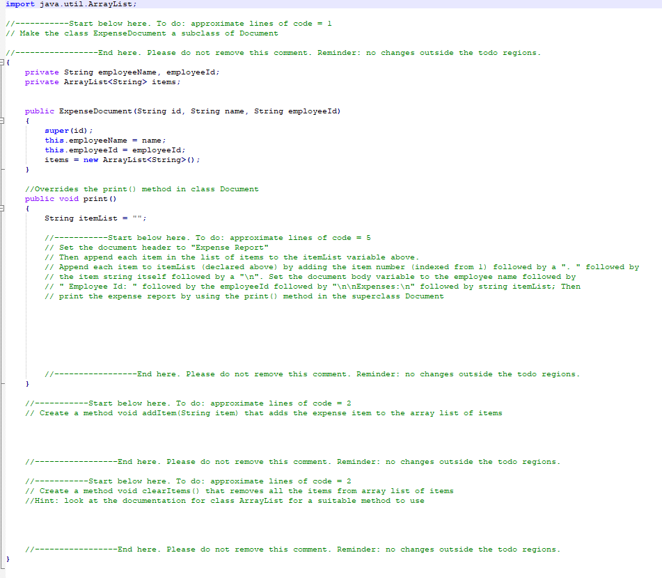Solved import java.util.ArrayList; //-----------Start below | Chegg.com