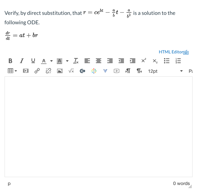 Solved Verify, by direct substitution, that r = cet is a | Chegg.com