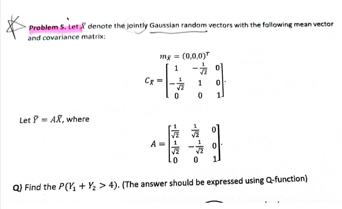 Solved Problem 5. Let X denote the jointly Gaussian random | Chegg.com