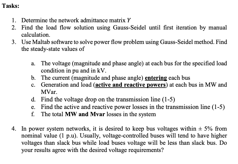 Solved Tasks: 1. Determine the network admittance matrix Y | Chegg.com
