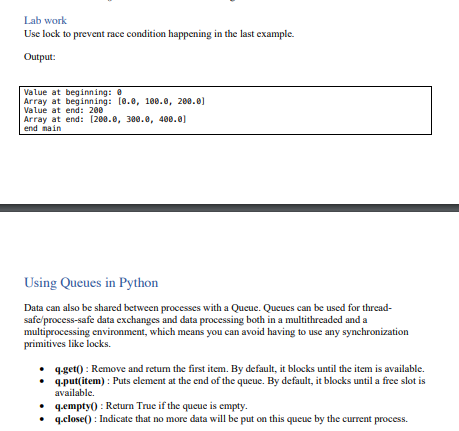 Solved Lab work Use lock to prevent race condition happening | Chegg.com
