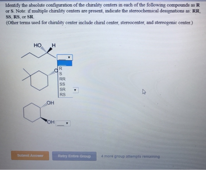 Solved Identify the absolute configuration of the chirality | Chegg.com