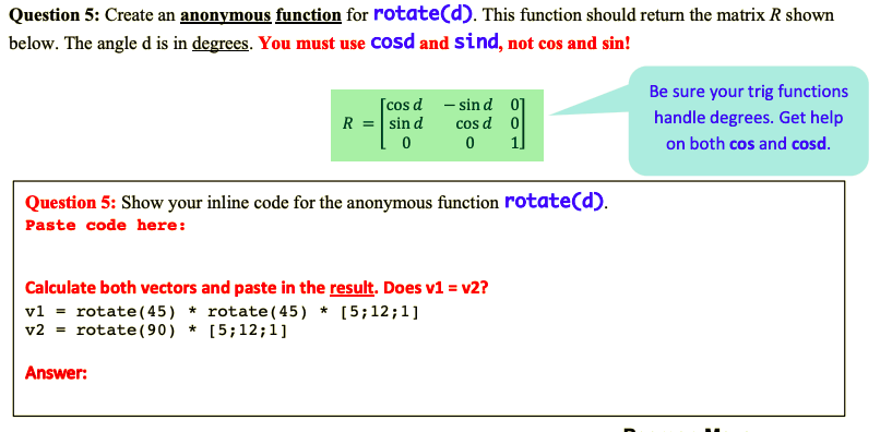 Solved **Matlab Only My code so far rotate= | Chegg.com