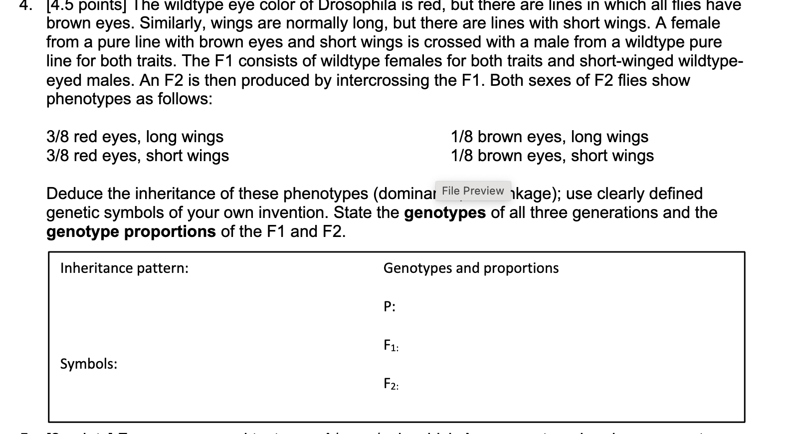 Solved [4.5 ﻿points] ﻿The wildtype eye color of Drosophila | Chegg.com