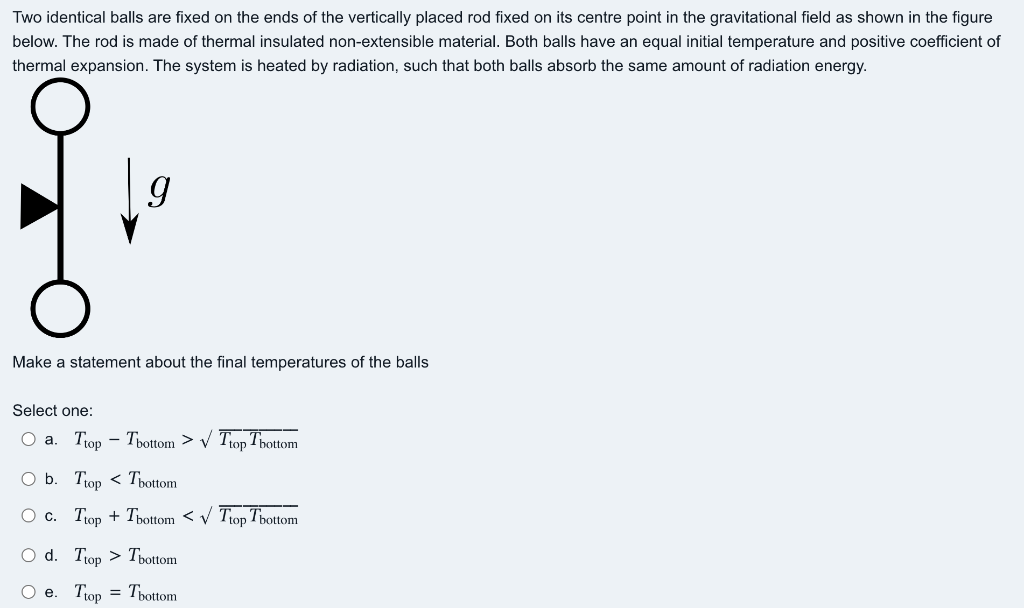 Solved Two identical balls are fixed on the ends of the | Chegg.com
