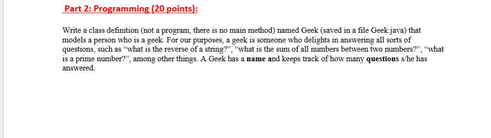 Solved Part 2: Programming (20 points): Write a class | Chegg.com