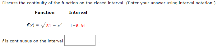 Solved Discuss the continuity of the function on the closed | Chegg.com