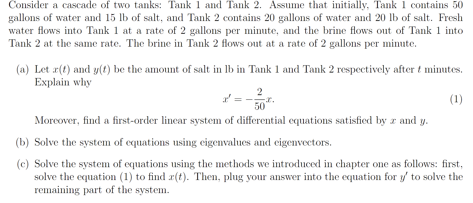 Solved This is a tank problem to be solved only using | Chegg.com