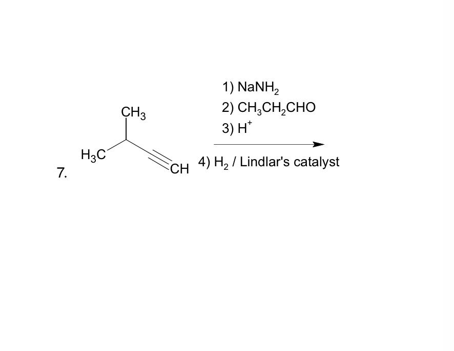 Solved 1) NaNH2 2) CHỊCH CHO CH3 3) H* H3C 4) HQ / Lindlar's | Chegg.com