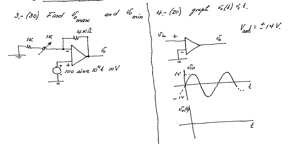 Solved 3.- (30) Find vomax and vmin∣4.−(20) graph v0(t)vst. | Chegg.com